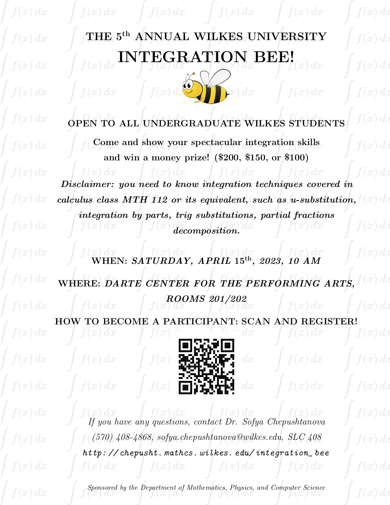 The Fifth Annual Wilkes University Integration Bee – Today@Wilkes